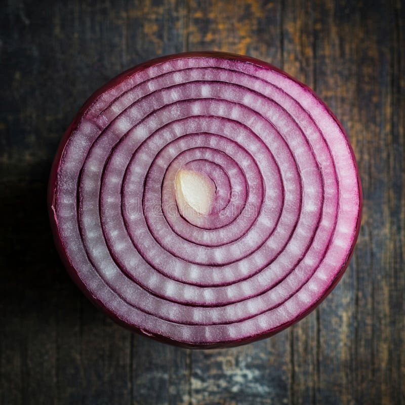 A Cross-Section of a Red Onion Revealing Its Concentric Rings Stock ...