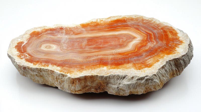 A Cross-Section of a Red and White Agatized Fossil Stock Illustration ...