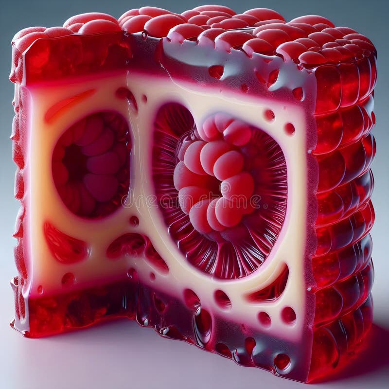 Cross-section Revealing Raspberry Gel Core, Ai Generated Image Stock ...