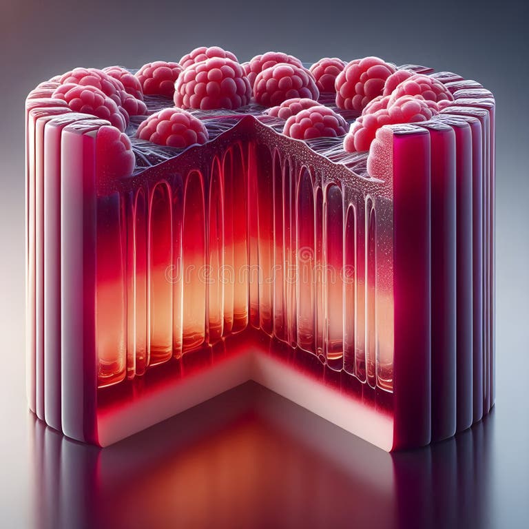 Cross-section Revealing Raspberry Gel Core, Ai Generated Image Stock ...