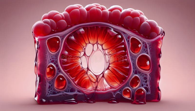Cross-section Revealing Raspberry Gel Core, Ai Generated Image Stock ...