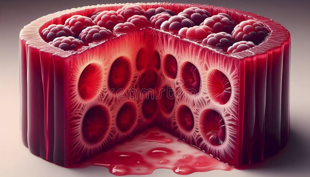 Cross-section Revealing Raspberry Gel Core, Ai Generated Image Stock ...
