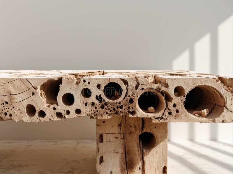 Cross Section Reveals Termite Damage on Wooden Table Stock Photo ...