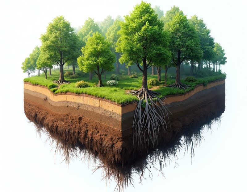 Cross-section of Rich Forest Illustrating Diverse Soil Layers ...