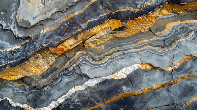 Cross Section of Rock with Golden Vein, Abstract Pattern Background ...