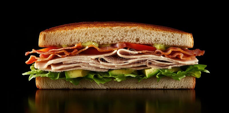 A Cross-section of a Sandwich Featuring Layers of Meat, Vegetables, and ...