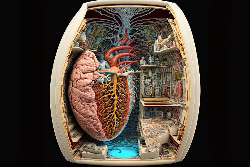 Cross-section of a Sci-fi Fantasy Human Organ Stock Illustration ...