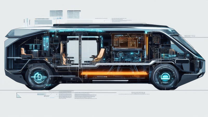 Cross Section of a Self Driving Electric Vehicle with Lidar, Ai ...