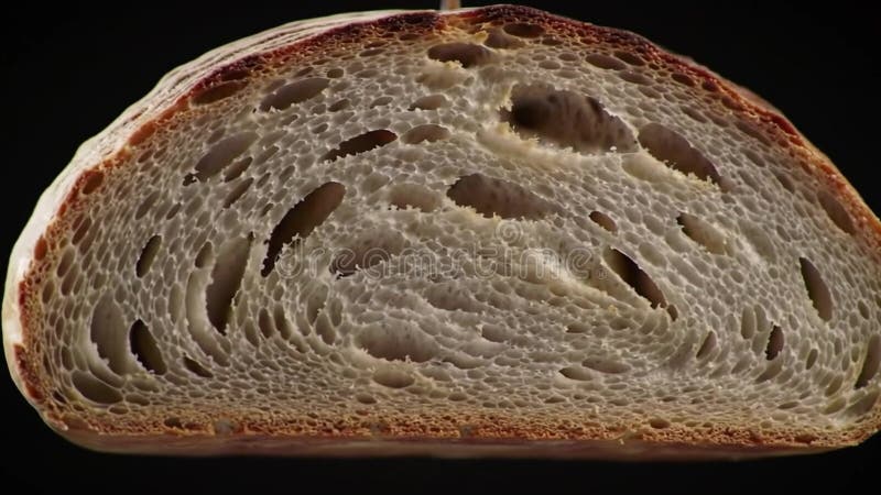 Close Up Cross Section of Golden Brown Sourdough Bread with Airy ...