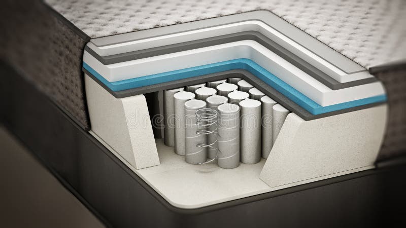 Cross Section Showing a Mattress and the Springs Inside. 3D ...