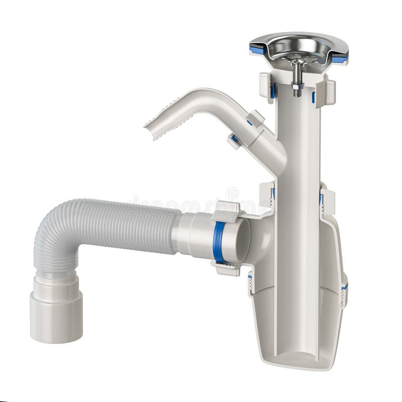 Cross Section of Siphon with Bottle Trap and Pvc Plastic Pipes for ...