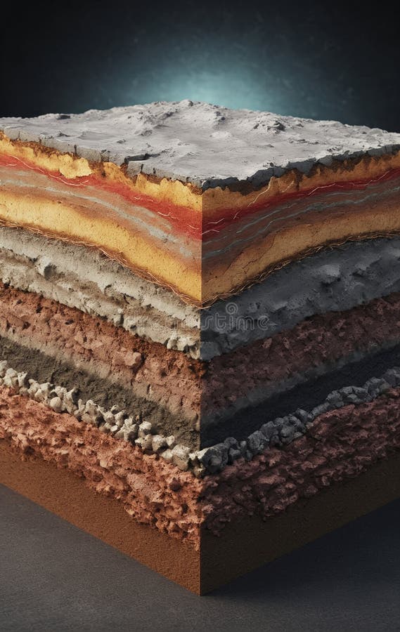 Cross-section through a Soil Layer with Different Colored Sediment ...