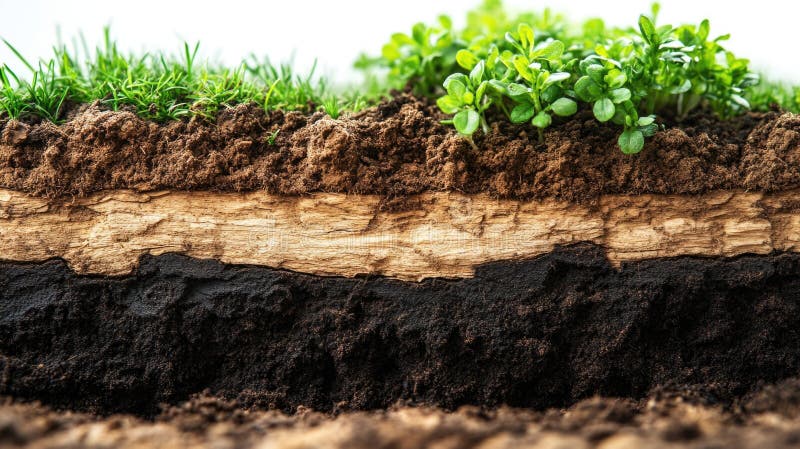 Cross Section of Soil Layers with Grass and Vegetation Above Stock ...