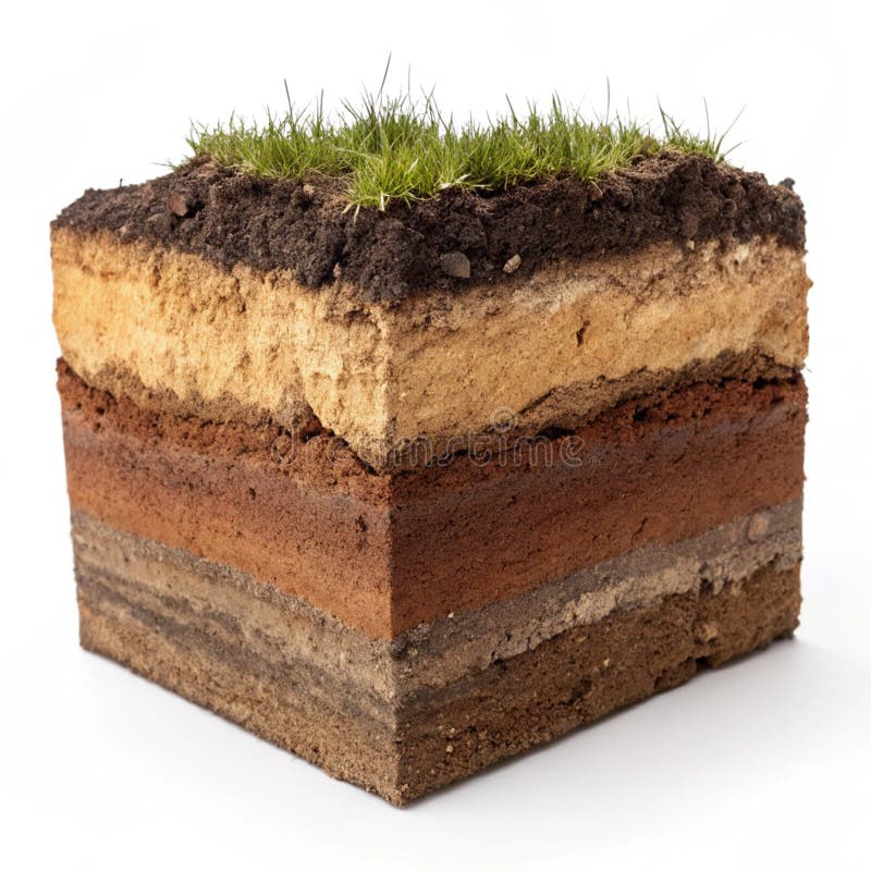Cross Section of Soil Layers Isolated on White Background Stock ...