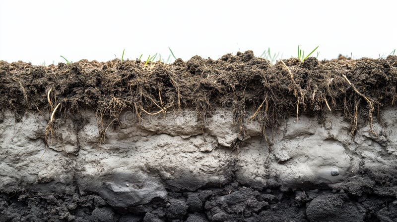Cross Section of Soil Layers with Roots and Green Grass on Top Stock ...