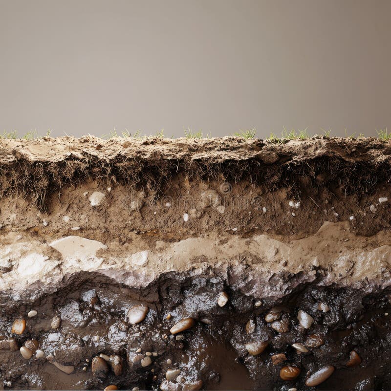 Cross-Section of Soil Layers Showing Natural Composition and Texture ...