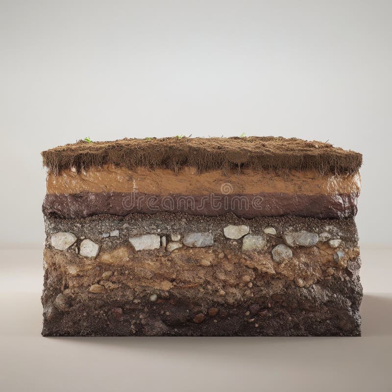 Cross-section of Soil Layers with Texture and Natural Elements ...