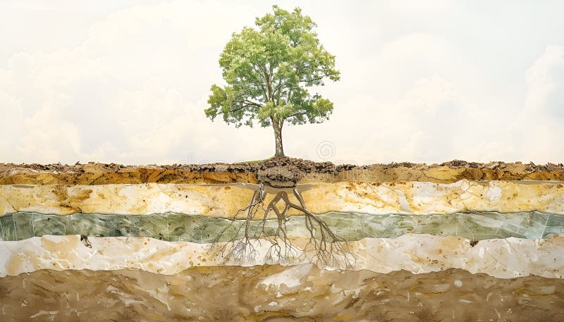 Cross-section of Soil Layers with a Tree on Top, Illustrating Soil ...