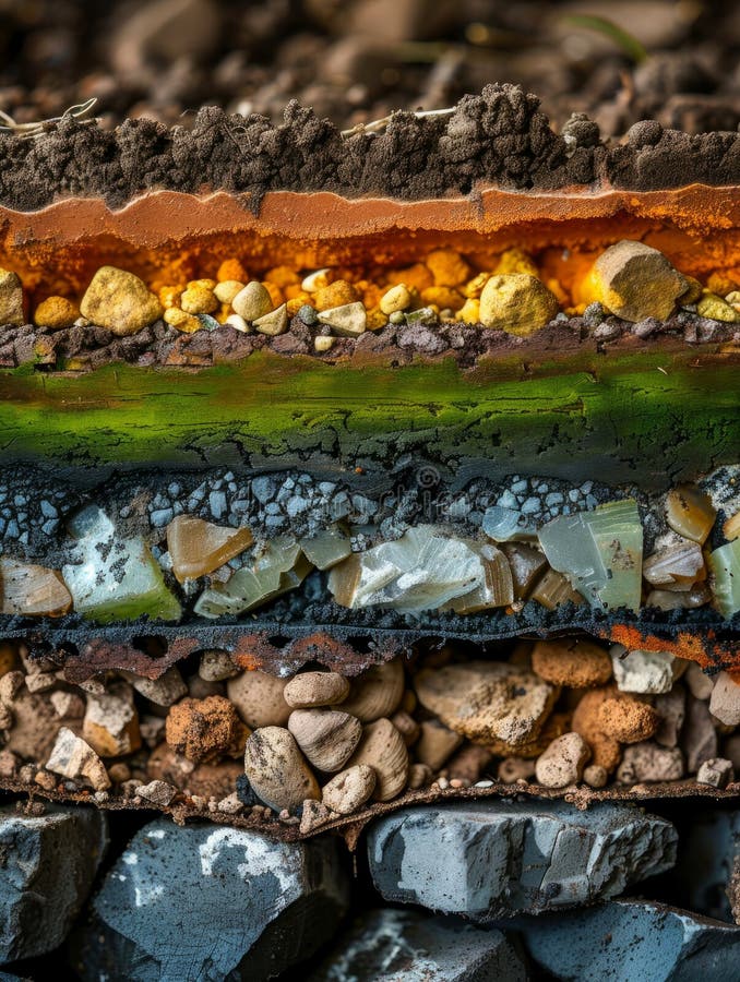 Cross-section of Soil Layers with Various Textures and Colors. Stock ...