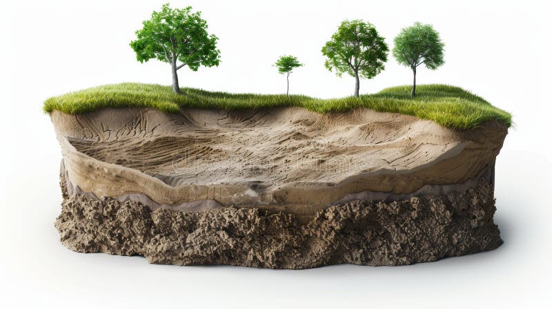 Cross-section of Soil with Lush Green Trees, Showcasing Different Soil ...