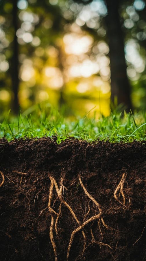 Cross-section of Soil with Roots in a Forest Setting, Natural Ecosystem ...