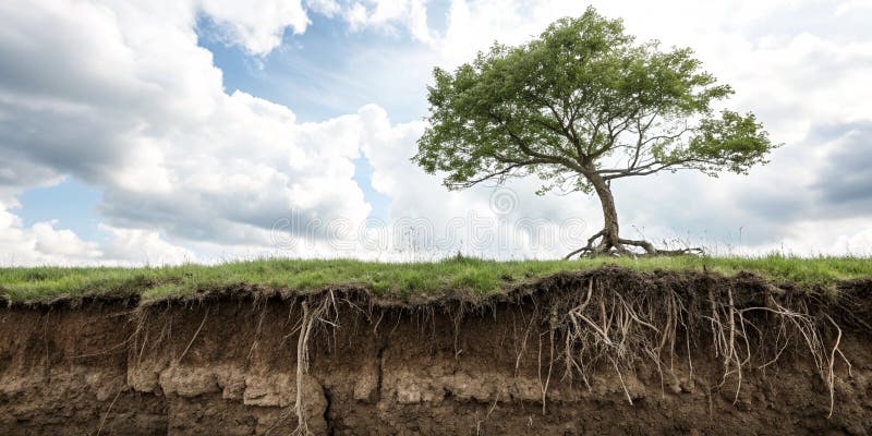 Cross Section of Soil Showing Tree Roots Stock Illustration ...