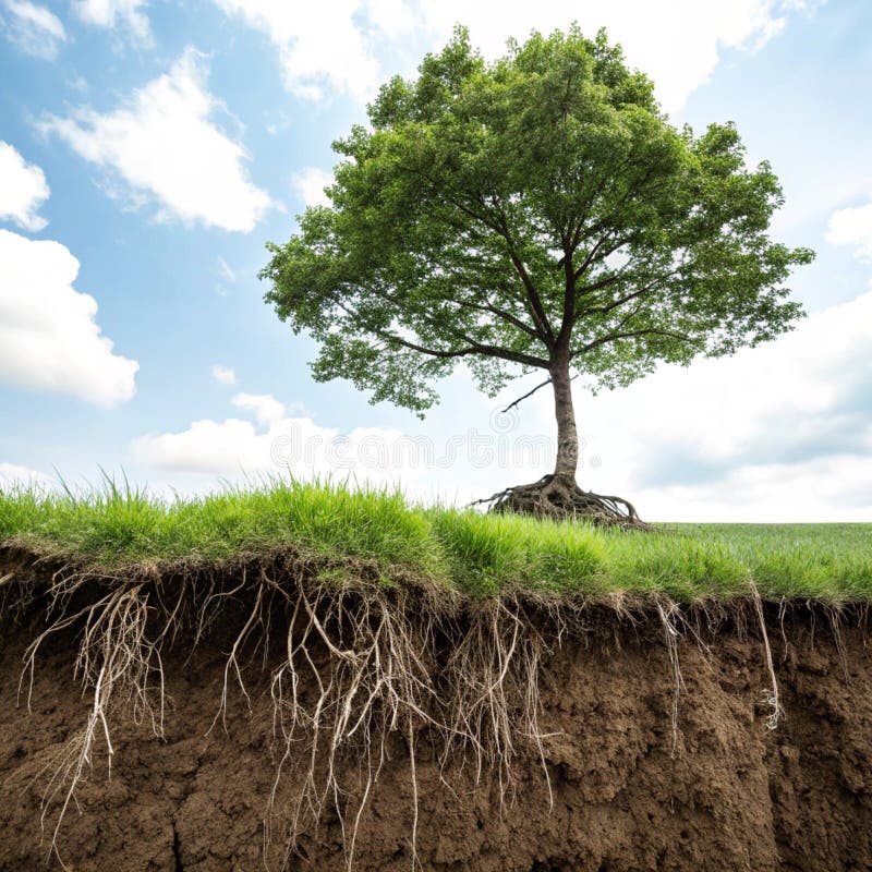 Cross Section of Soil Showing Tree Roots Stock Illustration ...