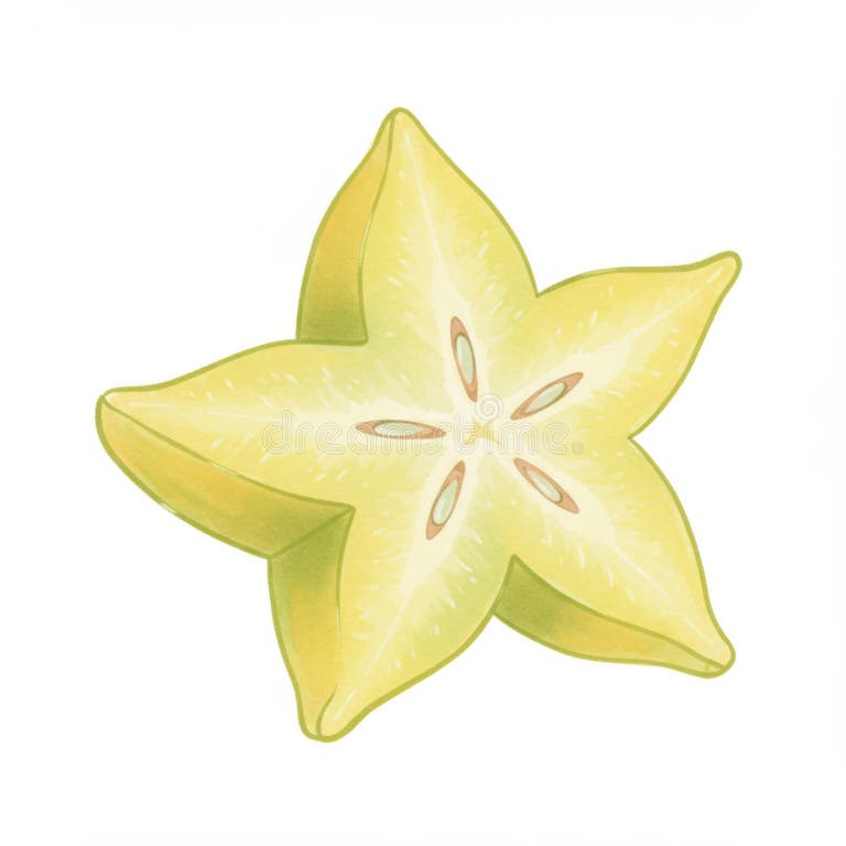 Cross Section of a Starfruit Stock Illustration - Illustration of ...