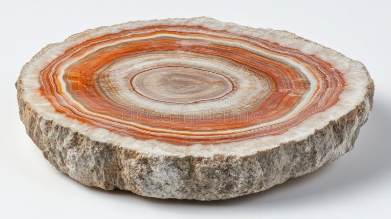 Cross-Section of a Stone with Concentric Bands of Orange, White, and Grey Stock Illustration ...