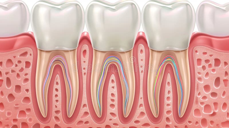 Cross-section of Teeth Showing Enamel, Dentin, and Gum Tissue Stock ...