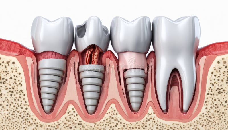 Cross-section of a Tooth with Roots and Gum Tissue Stock Illustration ...