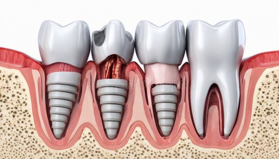Cross-section of a Tooth with Roots and Gum Tissue Stock Illustration ...