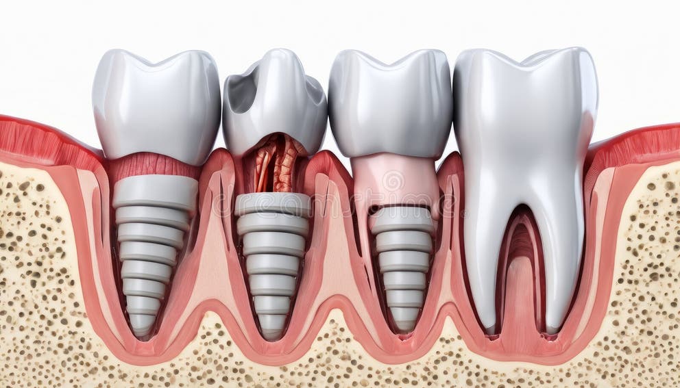 Cross-section of a Tooth with Roots and Gum Tissue Stock Illustration ...