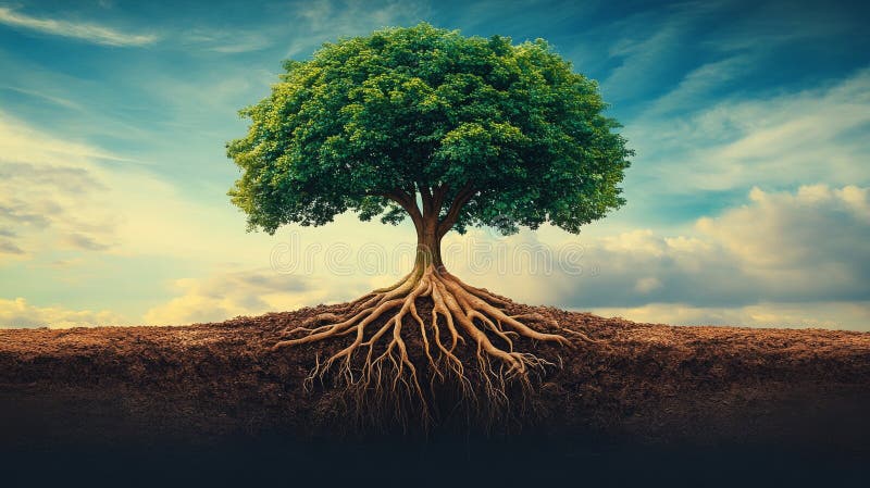 The Cross-section of a Tree Reveals Its Roots and Multiple Soil Layers ...