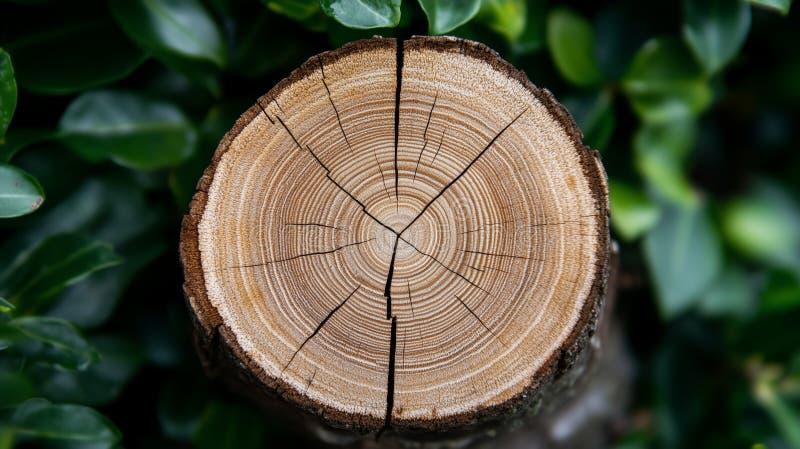 Cross-section of Tree Rings, Surrounded by Green Leaves Stock Image ...