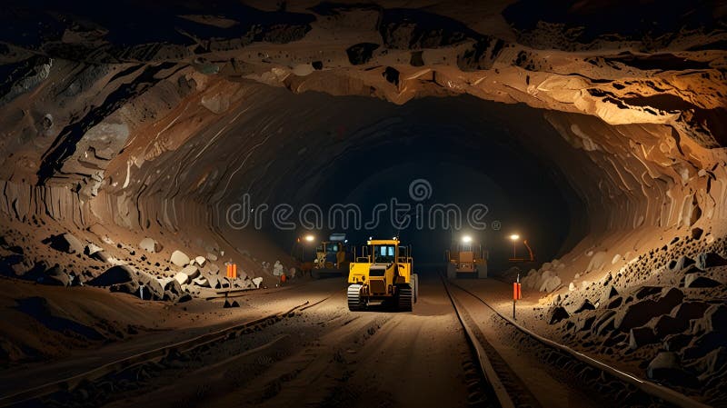 Cross-section of Underground Mining Operations with Tunnels and Mineral ...