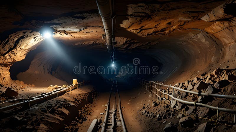 Cross-section of Underground Mining Operations with Tunnels and Mineral ...