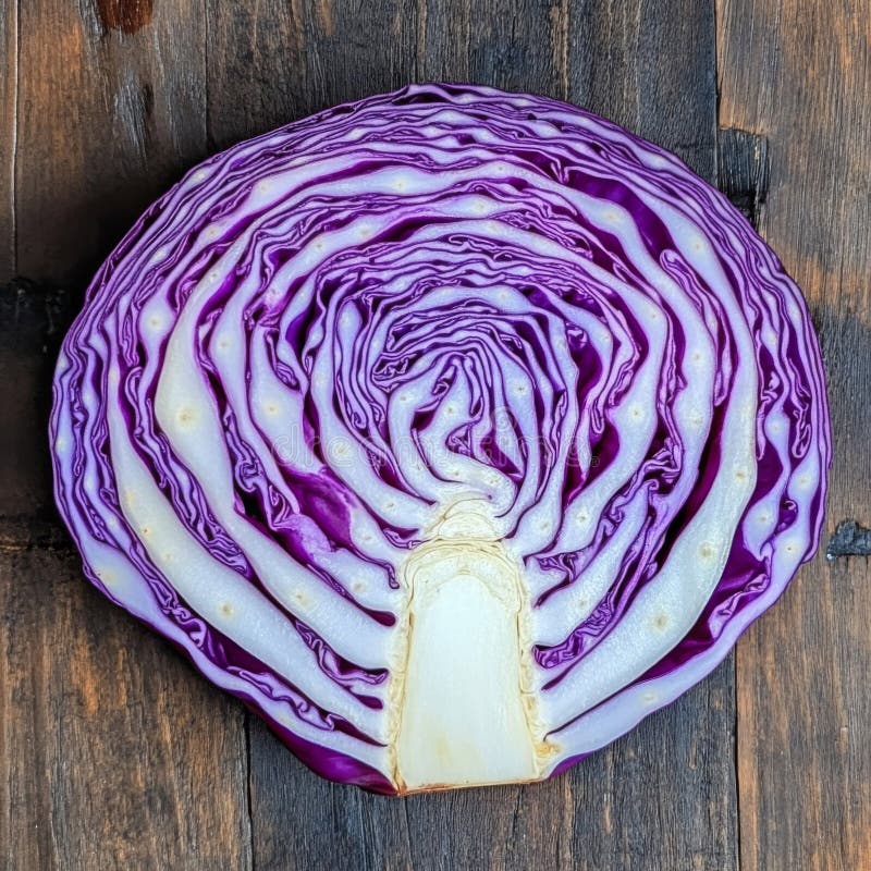 A Cross-Section of a Vibrant Purple Cabbage Stock Illustration ...