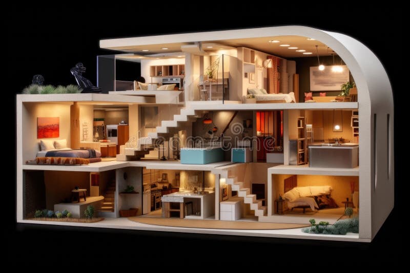 Cross-section View of a 3d Printed House, Showing Interior Stock ...