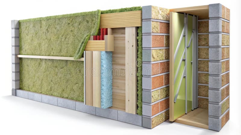 Cross-section View of an Eco-friendly Wall System Showcasing ...