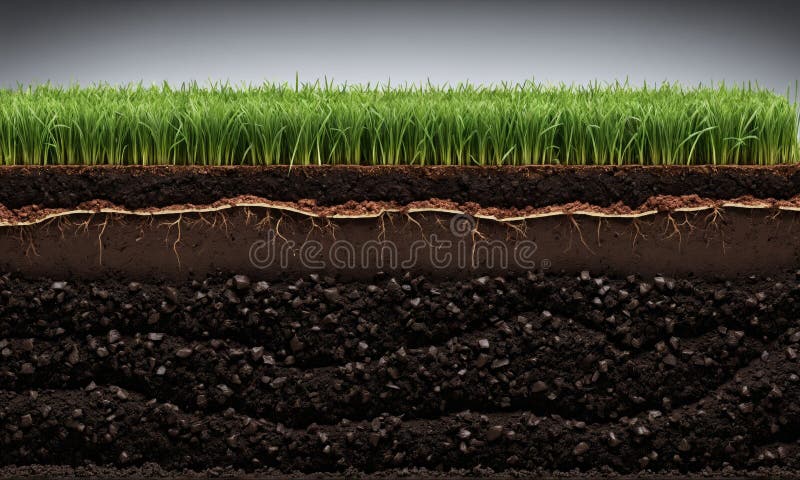 Cross-section of Soil Layers Showing Grass Roots and Subsoil Stock ...