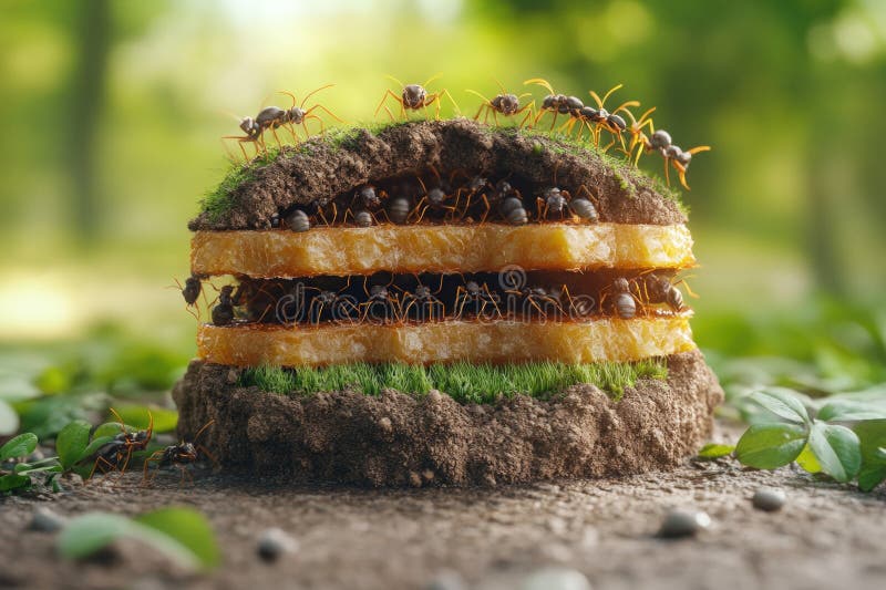 A Cross-section View Inside an Anthill, Detailed and Natural ...