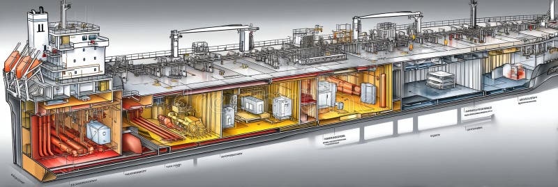 Cross-section View of an Oil Tanker Compartments Showing Detailed ...