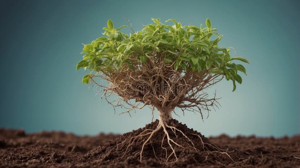 Cross Section View of a Seedling and Root System in Soil. Stock ...