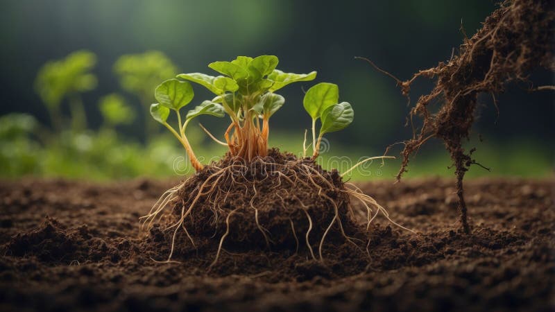 Cross Section View of a Seedling and Root System in Soil. Stock ...