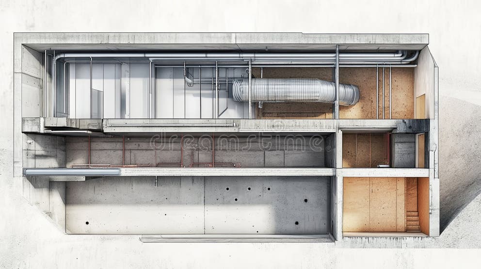 Cross Section Wall Showing Duct Layout Stock Photos - Free & Royalty ...