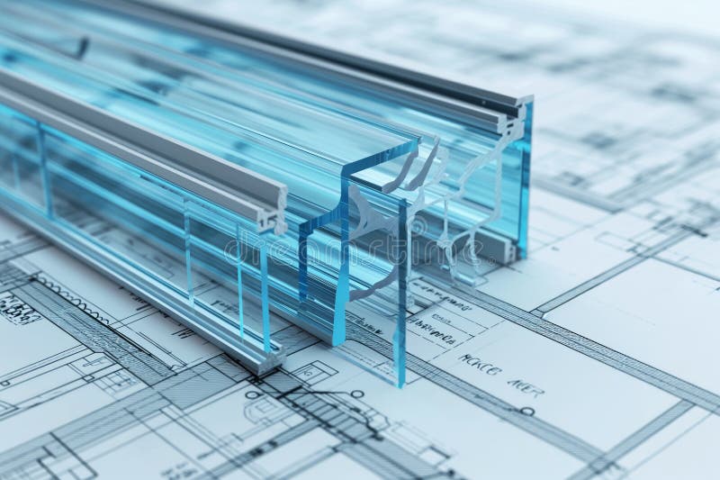 Cross-section of Window Frame on Architectural Blueprint Stock ...