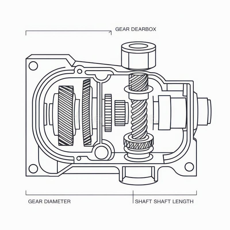 Cross Section of a Worm Gear Mechanism with Internal Components Stock ...