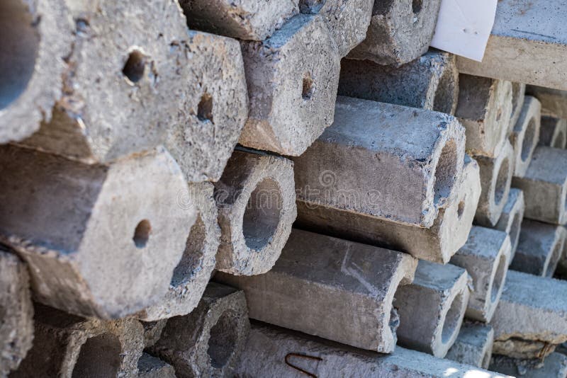 Cross-sectional Area of Stacked of Concrete Pile Stake Stock Image ...