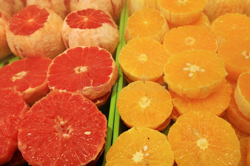 Cross Sectional Close-up of Oranges and Oranges Stock Photo - Image of ...